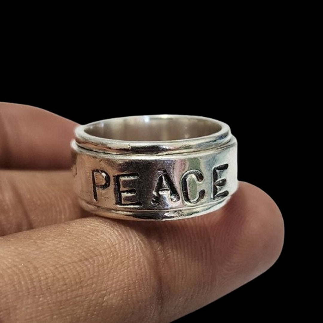 Anxiety Spinner Ring, Rotating Ring, Peace Spinner Ring, Handmade, 925 ...