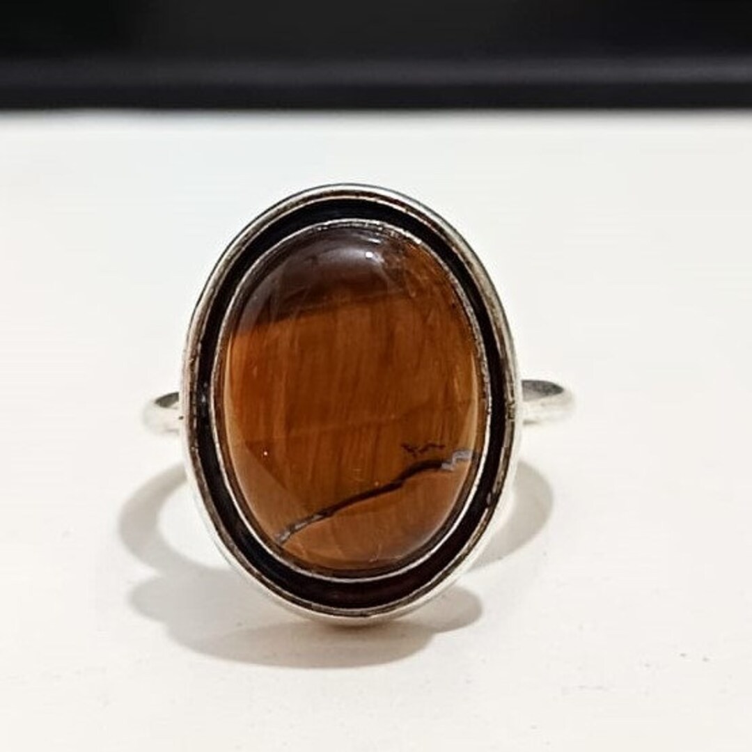 Tiger Eye Stone Ring, Tiger Statement Ring, 925 Sterling Silver Ring ...