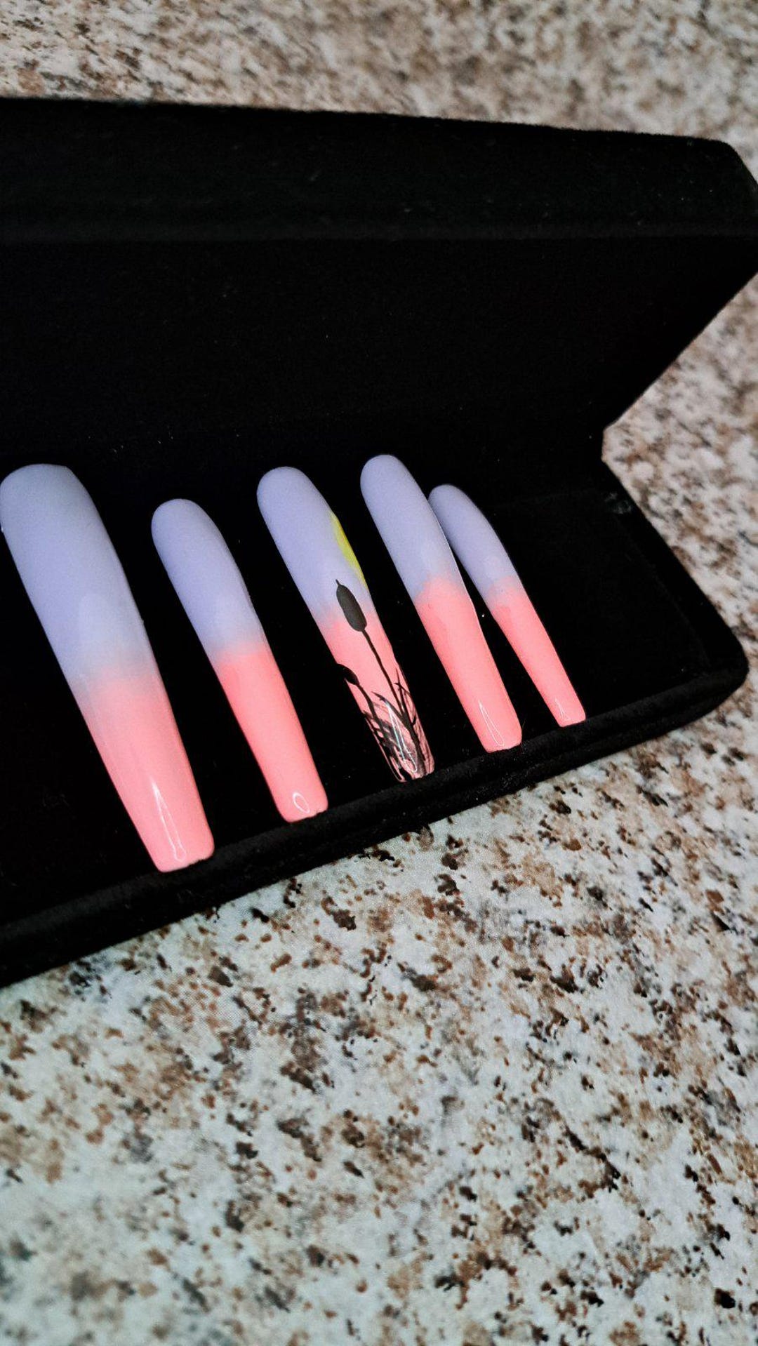 Sunset Swamp Press on Nails/ Gradient, Sunset, Swamp, Long Lasting ...