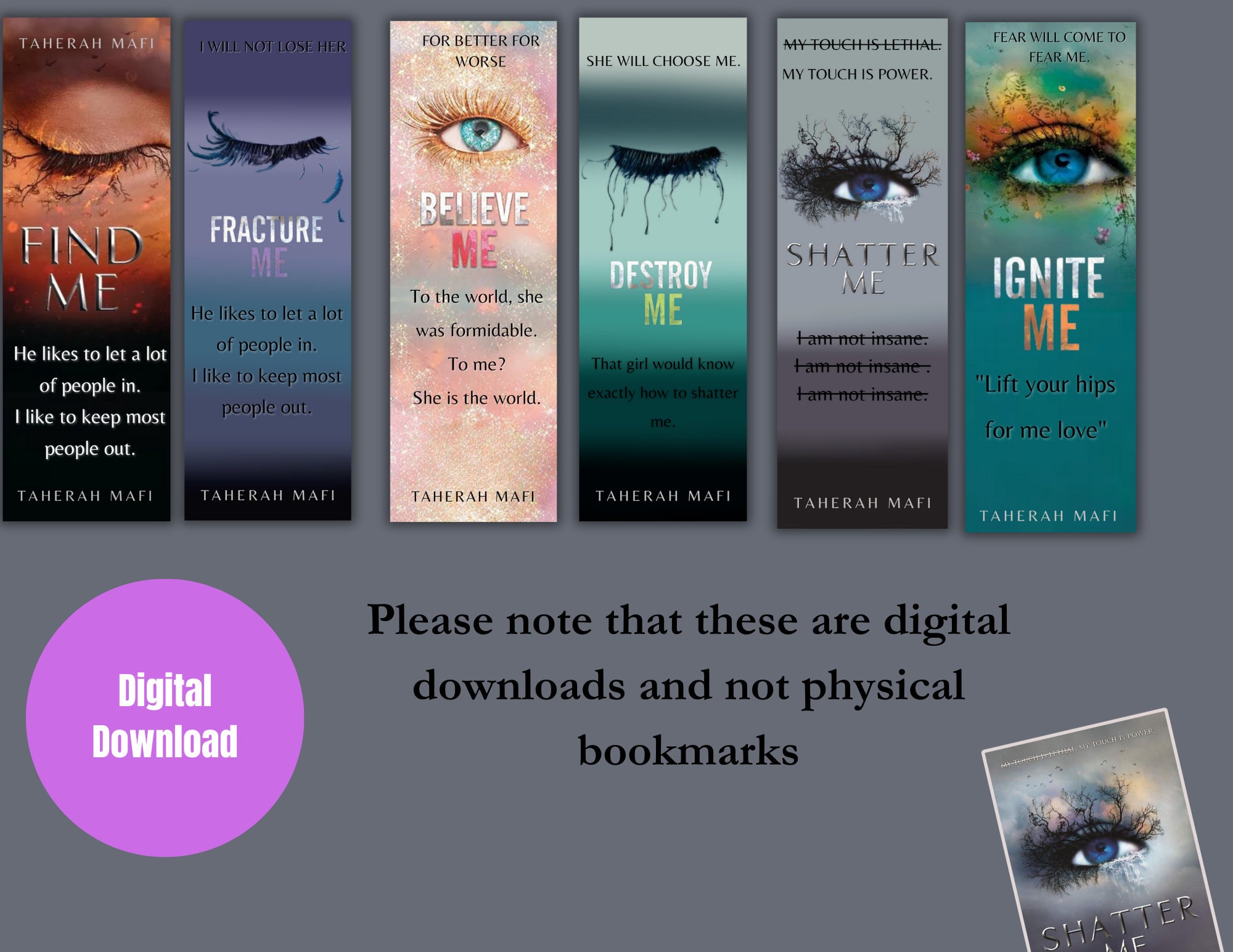 Shatter Me Series Printable Bookmarks L Bookish L Romance Books Digital ...
