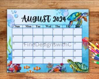 Printable August 2024 Calendar Instant Download, Monthly Planner ...