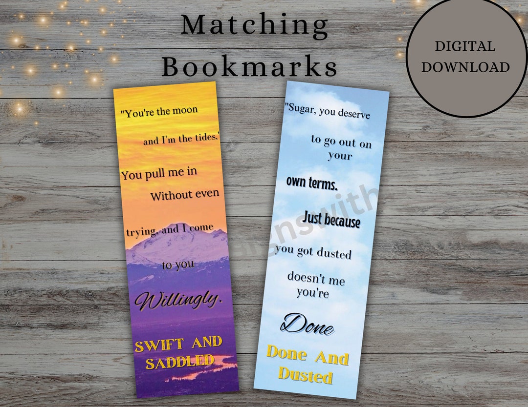 Printable Matching Bookmarks for Booktok Lovers Cute, Perfect Gift for ...
