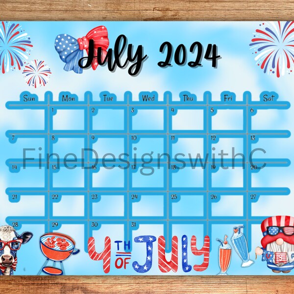 July 2024 Calendar - Etsy