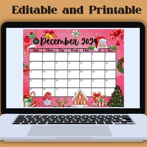 Editable Printable December 2024 Calendar - Santa & Reindeer Christmas ...