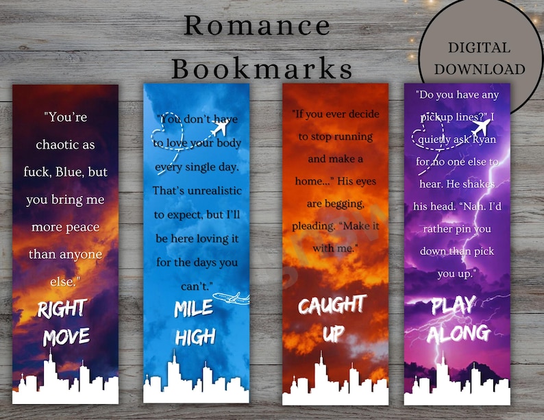 Printable Windy City Series Bookmarks Chicago Skyline Art Unique Gift ...