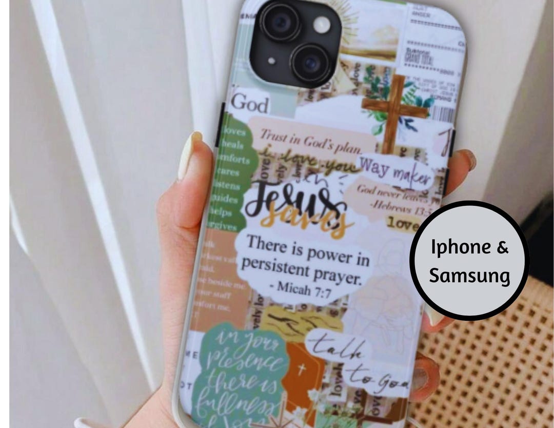Jesus Collage Phone Case, Cross Aesthetic iPhone Cover, Christian Faith ...