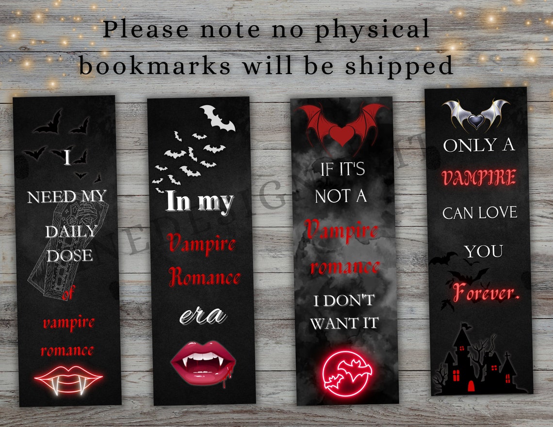 Vampire Bookmarks, Printable Bookmarks Vampire Romance Bookmarks ...