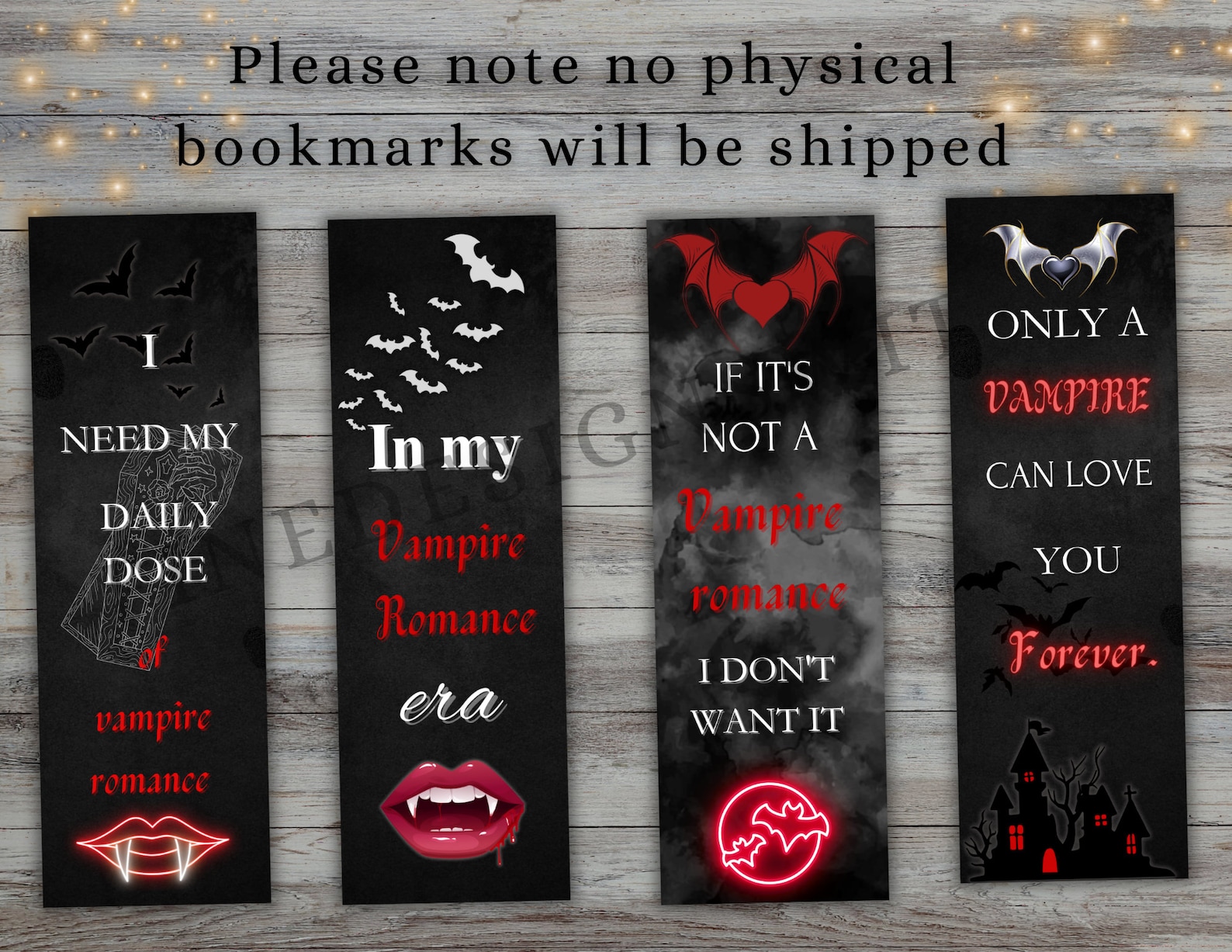 Vampire Bookmarks, Printable Bookmarks Vampire Romance Bookmarks ...
