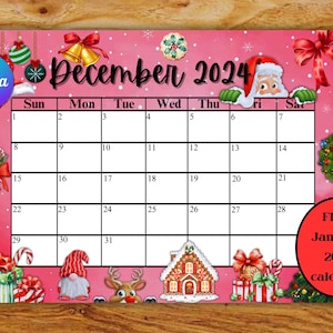Editable Printable December 2024 Calendar - Santa & Reindeer Christmas ...
