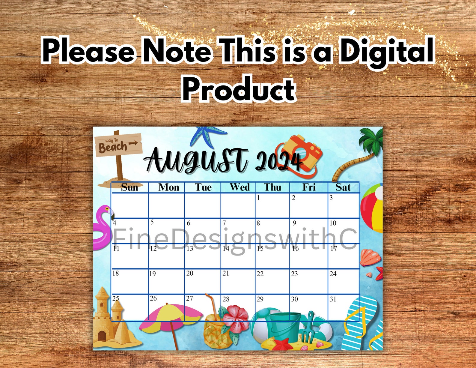 Printable August 2024 Calendar Instant Download, Monthly Planner ...