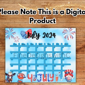 July 2024 Calendar, 4th July Independence Day, Printable Monthly ...