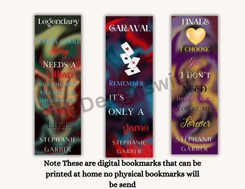 Caraval Printable Bookmarks and Invitation Card 'caraval' by Stephanie ...