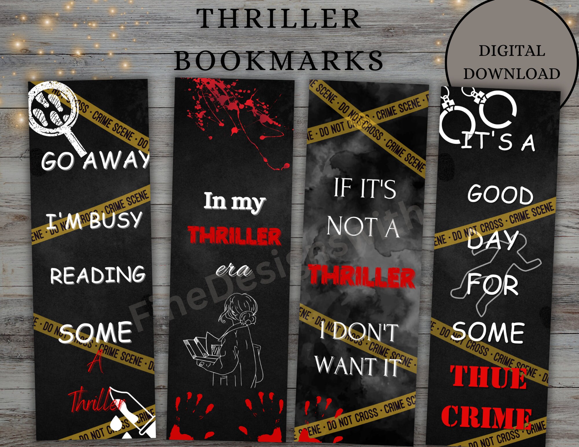 Thriller Book Reader Bookmarks | Thriller Era | Digital Printable ...