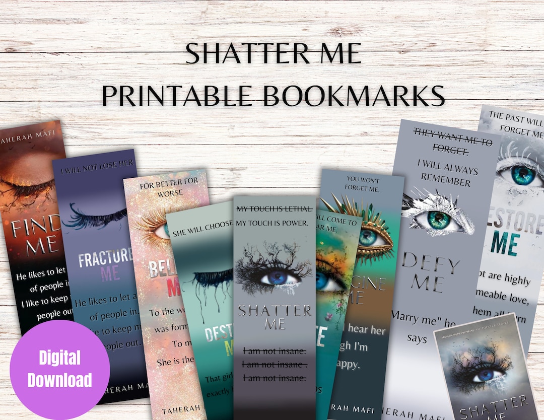 Shatter Me Series Printable Bookmarks L Bookish L Romance Books Digital ...