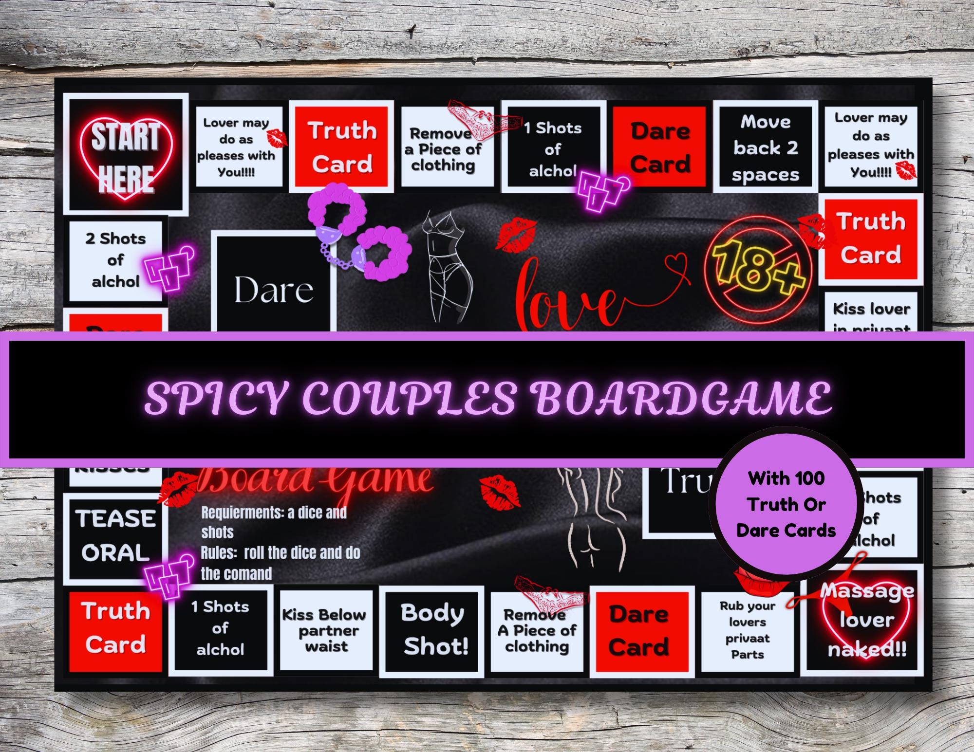 Spicy Couple Boardgame | 18+ Couple Game | Drinking Game | Unique Tasks ...