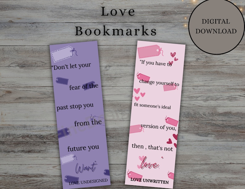 Printable Love Bookmarks Romantic Cute Designs for Books, Gifts ...