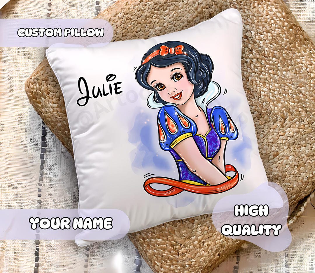 Custom Princess Snow White Pillow - Custom Name for Girls, Nursery ...