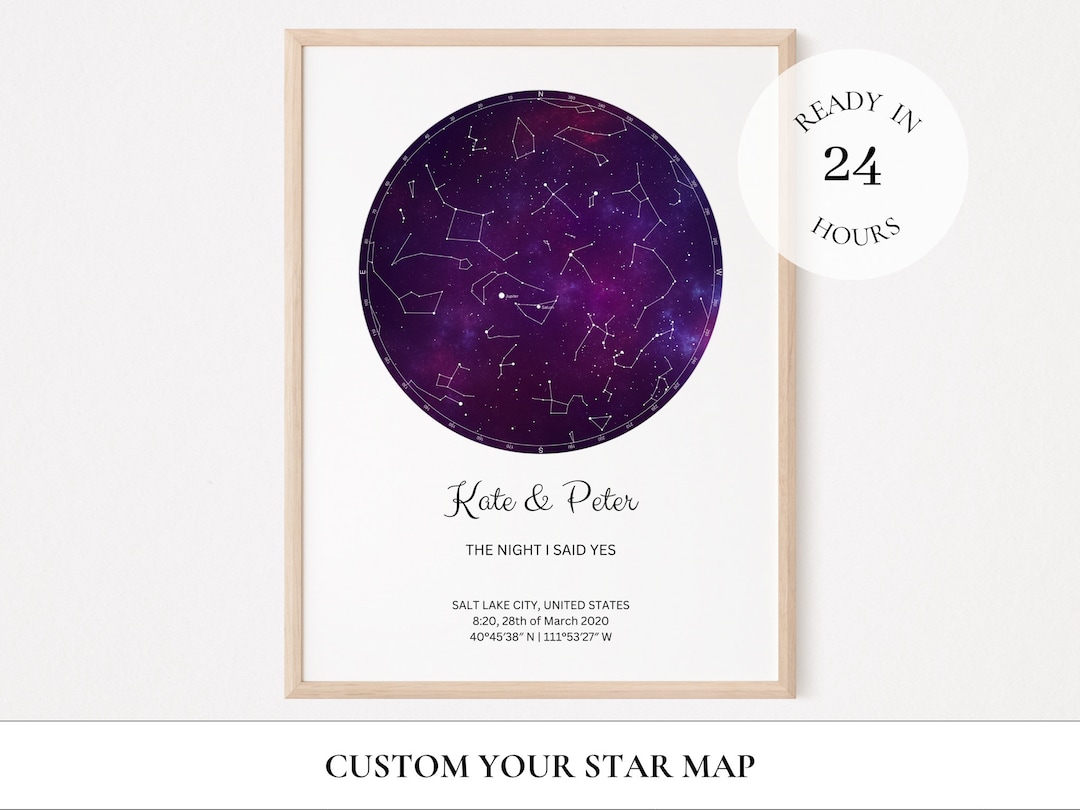 Custom Star Map Anniversary Gifts, Couple Wall Art, Star Map Poster ...