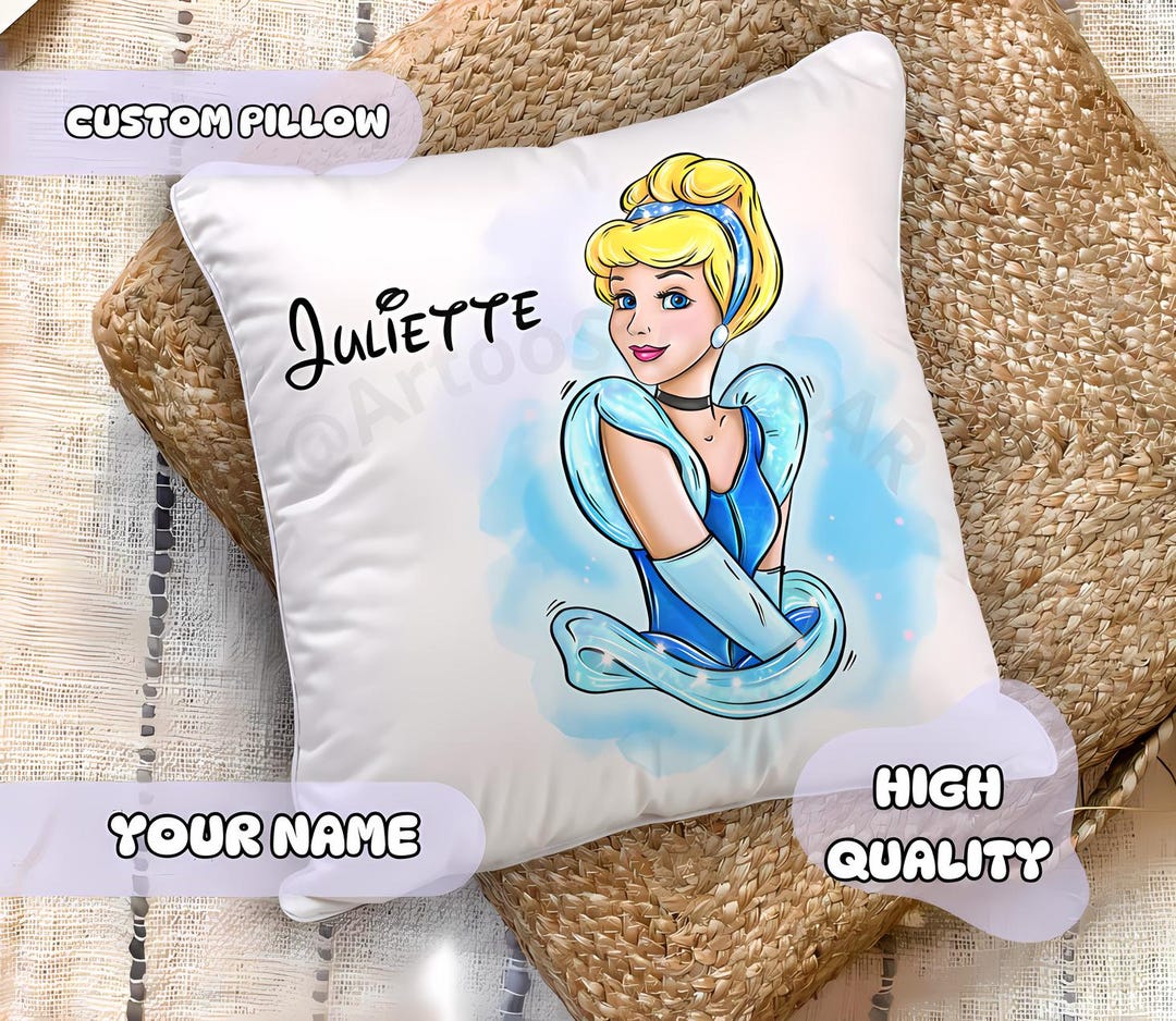 Princess Cinderella - Custom Name Pillow for Girls, Room Decor Birthday ...