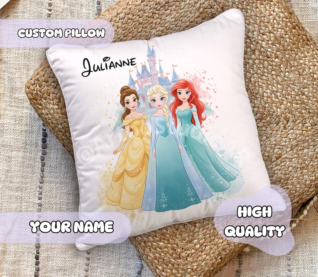 Personalized Princesses Pillow - Custom Name, Gift for Girls, Princess ...
