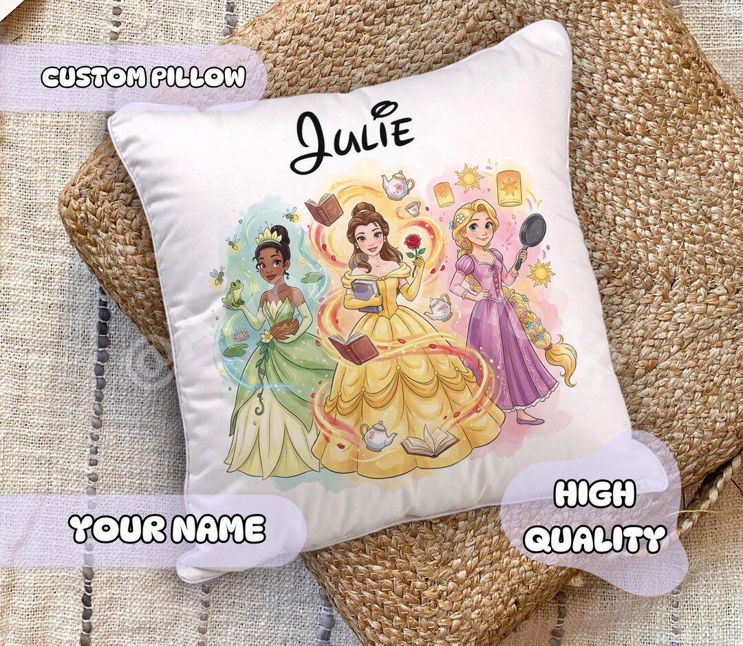 Chibi Princesses Custom Pillow, Princesses Fairy Tales, Playroom Decor ...