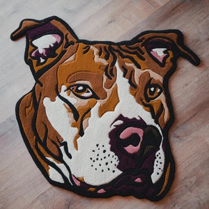 Dog Hand Tufted,brown and White Modern,dog Face Rug,cartoon Rug,premium ...