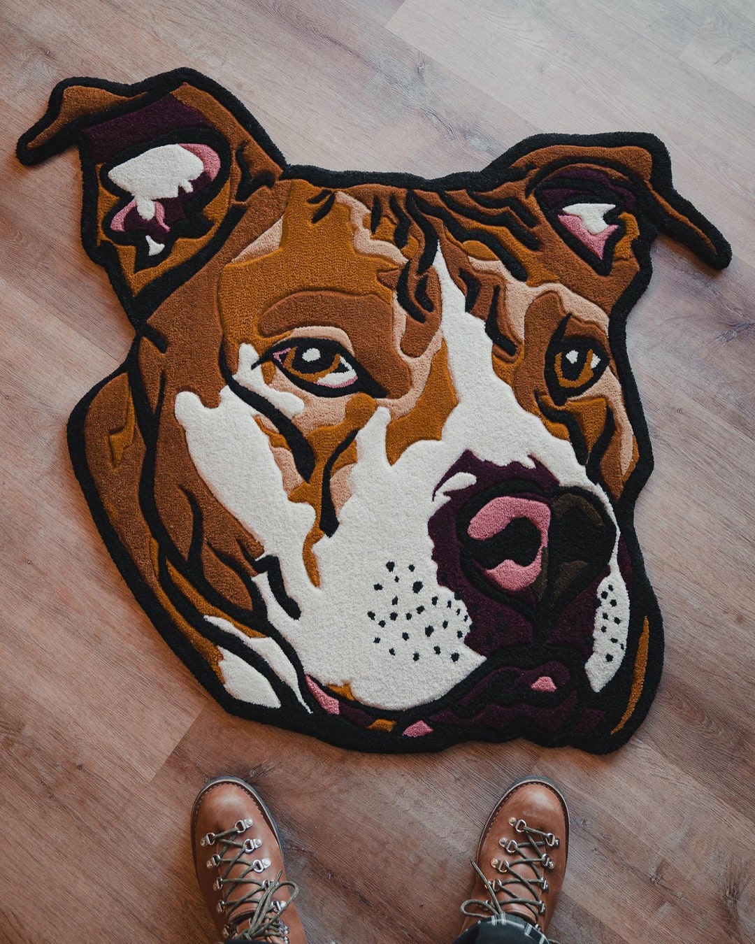 Dog Hand Tufted,brown and White Modern,dog Face Rug,cartoon Rug,premium ...