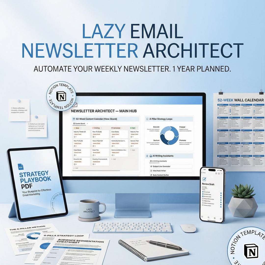 Email Newsletter Planner Notion Template With 52 Week Content Strategy ...