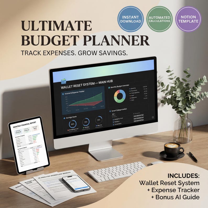 Notion Budget Planner Ultimate | Personal Finance System & Expense ...