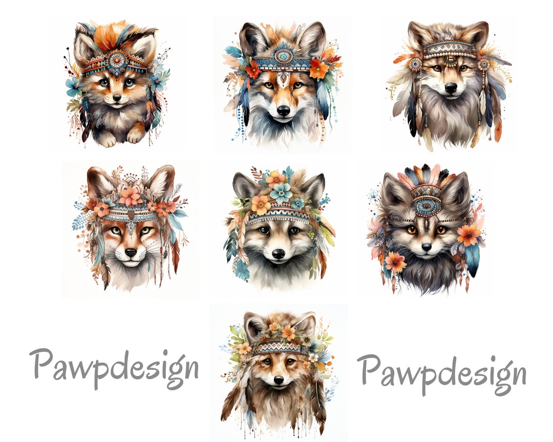 Boho Animals Clipart, Digital Art , Png - Etsy