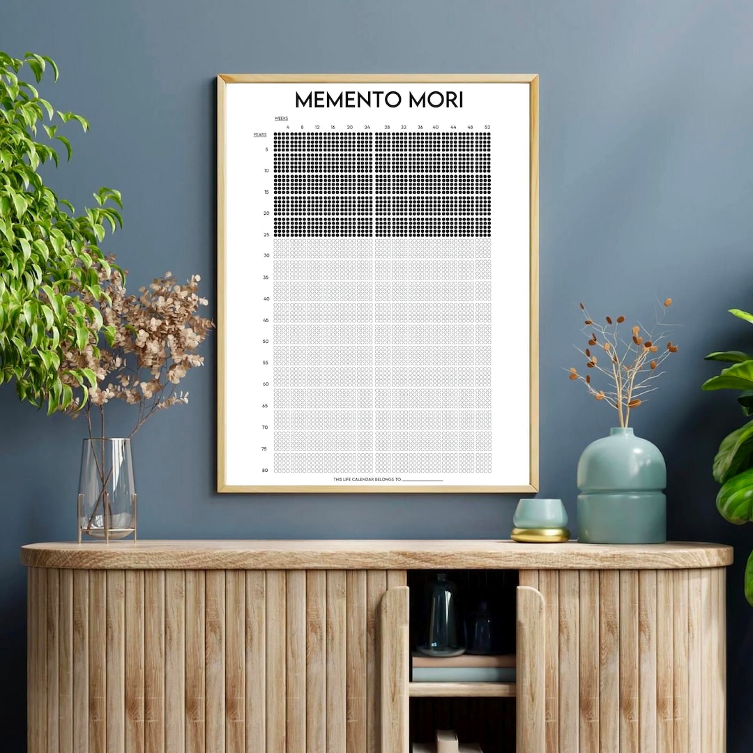 Memento Mori Life Calendar A3, Life in Weeks, Stoic Print Memento Mori ...
