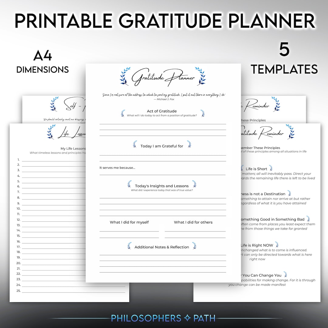 Gratitude Planner, Printable Planner, Habits, Stoicism Planner, Digital ...