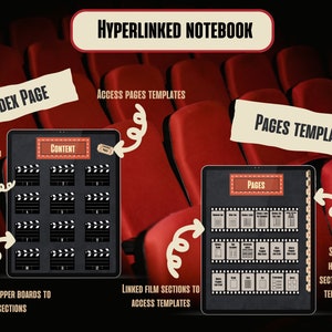 Cinema Themed Digital Hyperlinked Notebook With 12 Sections, 18 Page ...
