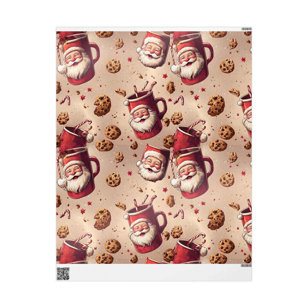 Festive Santa Wrapping Paper Roll, Christmas Gift Wrap, Holiday Party ...