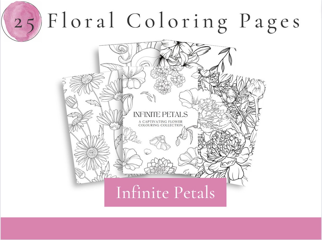 Floral Coloring Pages Whole Shop Bundle Adults Coloring Book Bundle ...