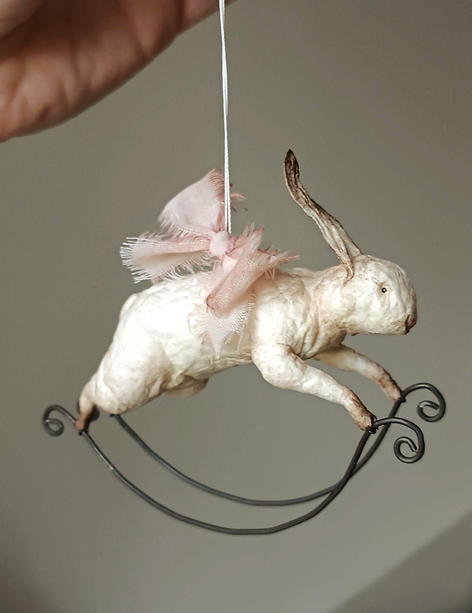 Vintage Rocking Bunny Christmas Ornaments White Cotton 10cm - Etsy