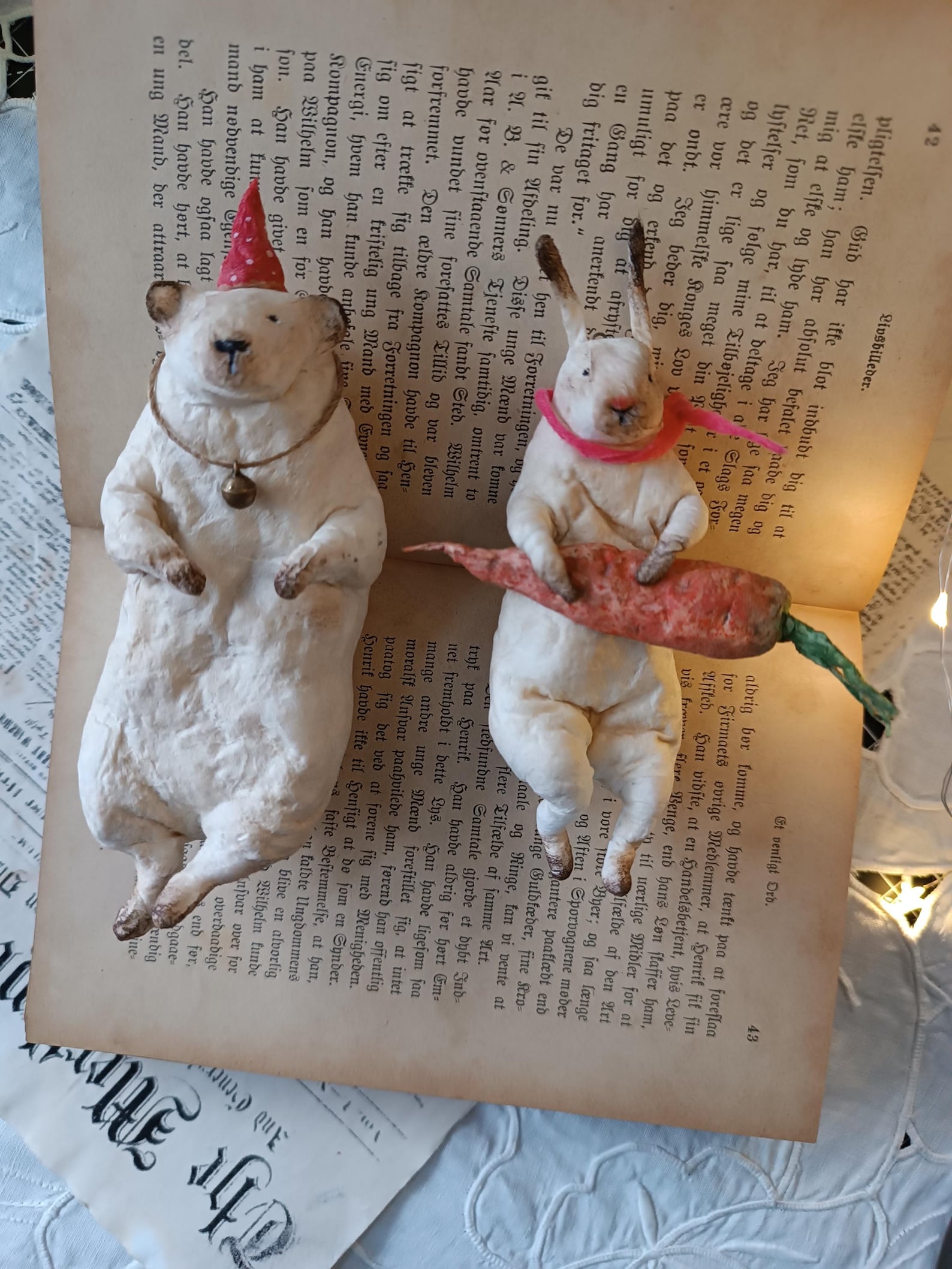Vintage White Cotton Christmas Ornament — Bunny Rabbit With a Carrot - Etsy