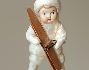 Little Chef Figurine With Christmas Pudding, Vintage Inspired Spun ...