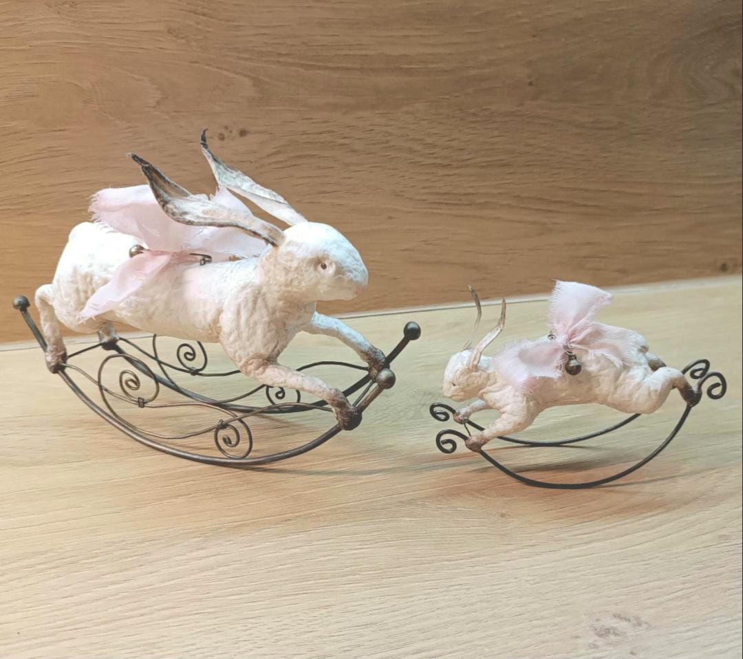 Vintage Christmas Rocking Bunny — White Spoon Cotton, 10 Cm - Etsy