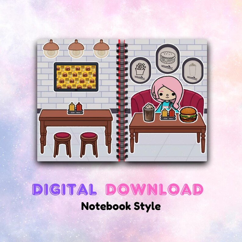 Toca Life Quiet Book Burger Shop Easy Printable Template Notebook Style ...