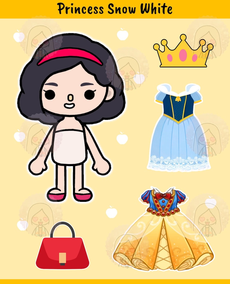 Princesses Paper Doll Toca Boca Printable Template DIY - Etsy