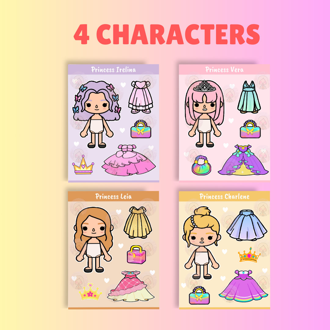 Toca Boca Princess Dress up Paper Doll Printable Template - Etsy