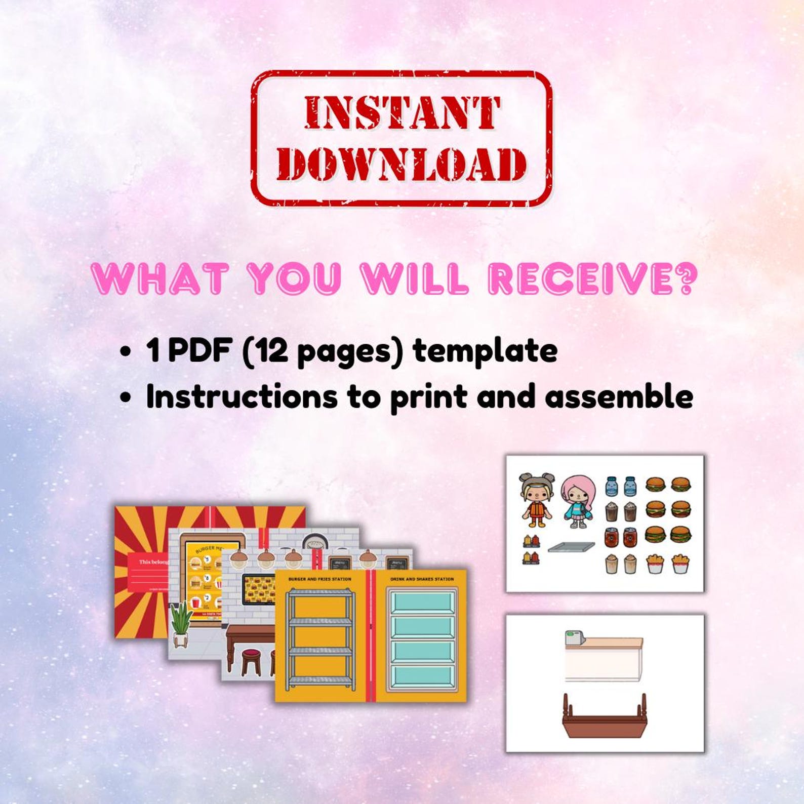 Toca Life Quiet Book Burger Shop Easy Printable Template Notebook Style ...