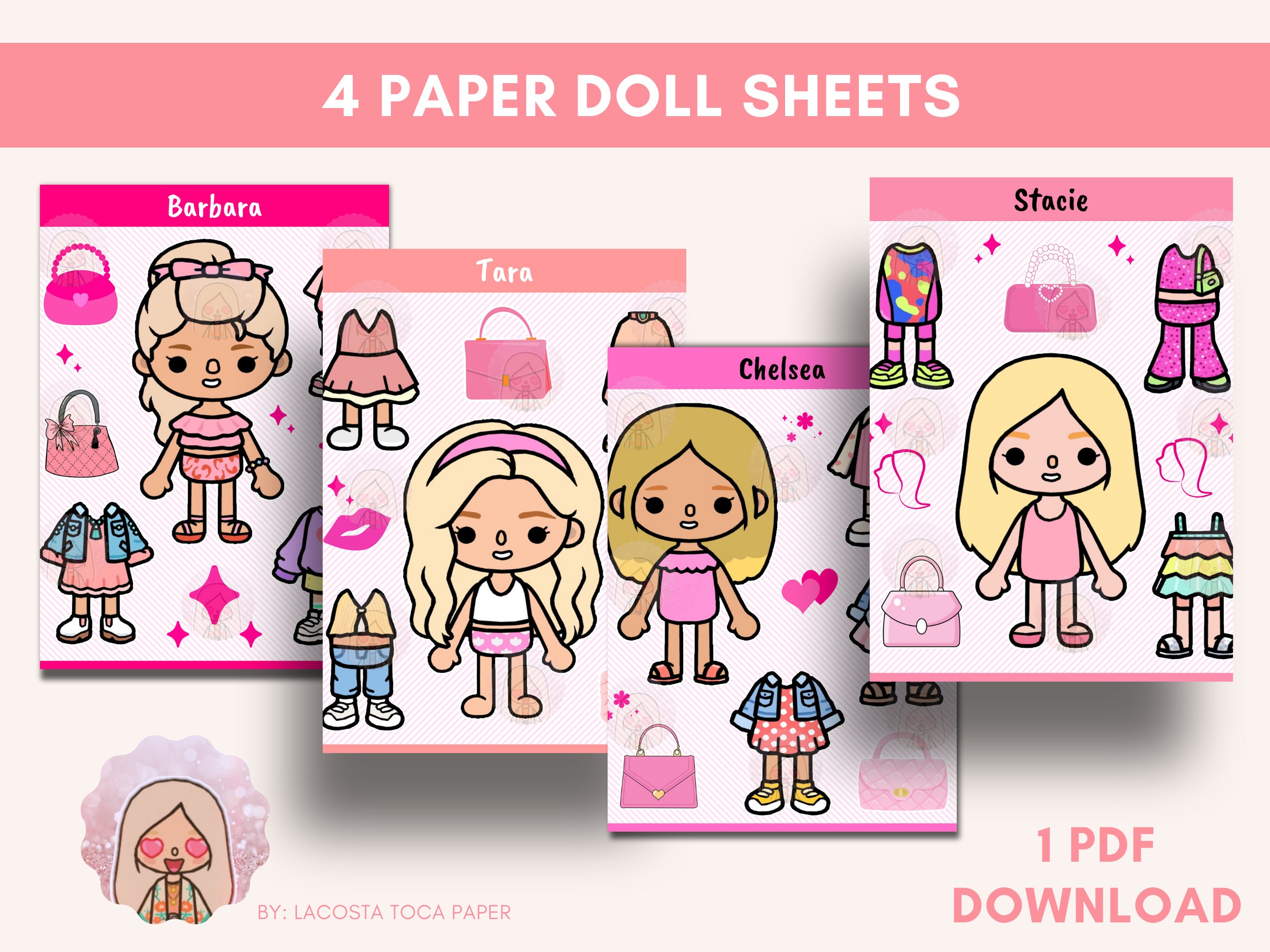 Toca Boca B-dolly Paper Doll Printable Template - Etsy