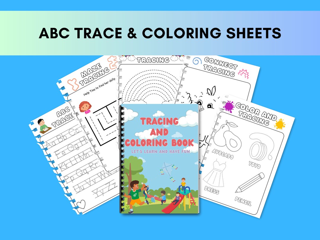 Alphabet Tracing and Coloring Mix Letters, Shapes and Numbers - Etsy