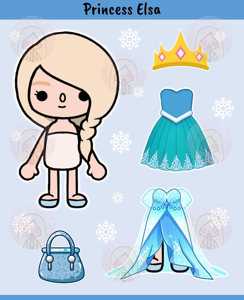 Princesses Paper Doll Toca Boca Printable Template DIY - Etsy