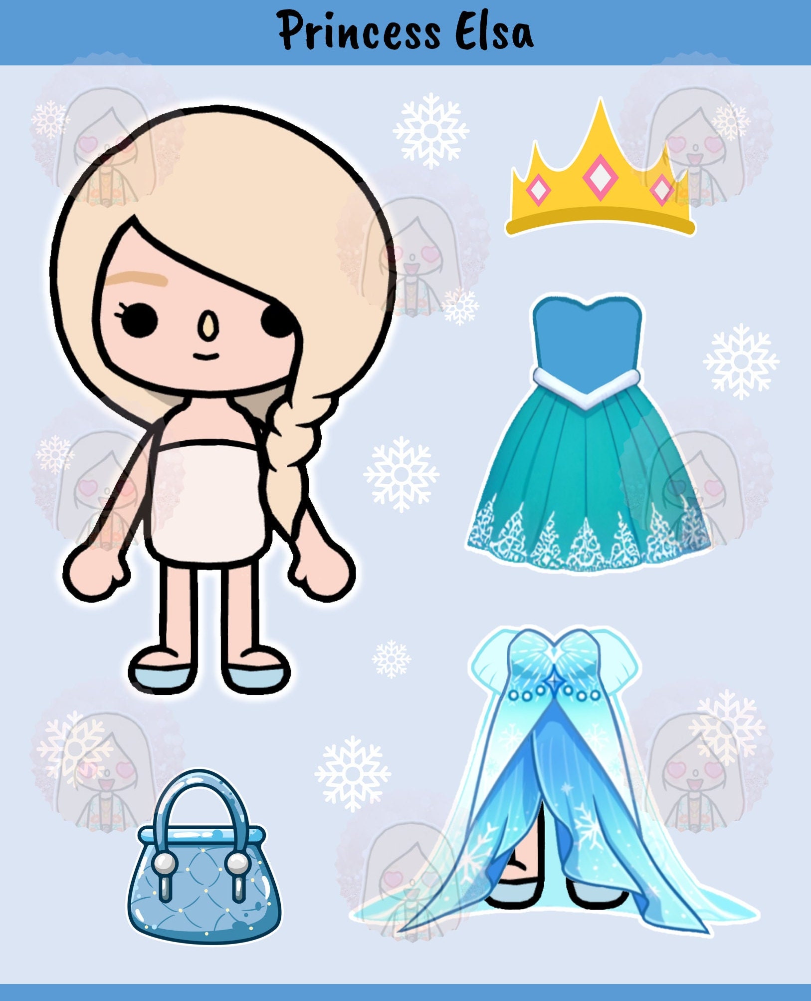 Princesses Paper Doll Toca Boca Printable Template DIY - Etsy