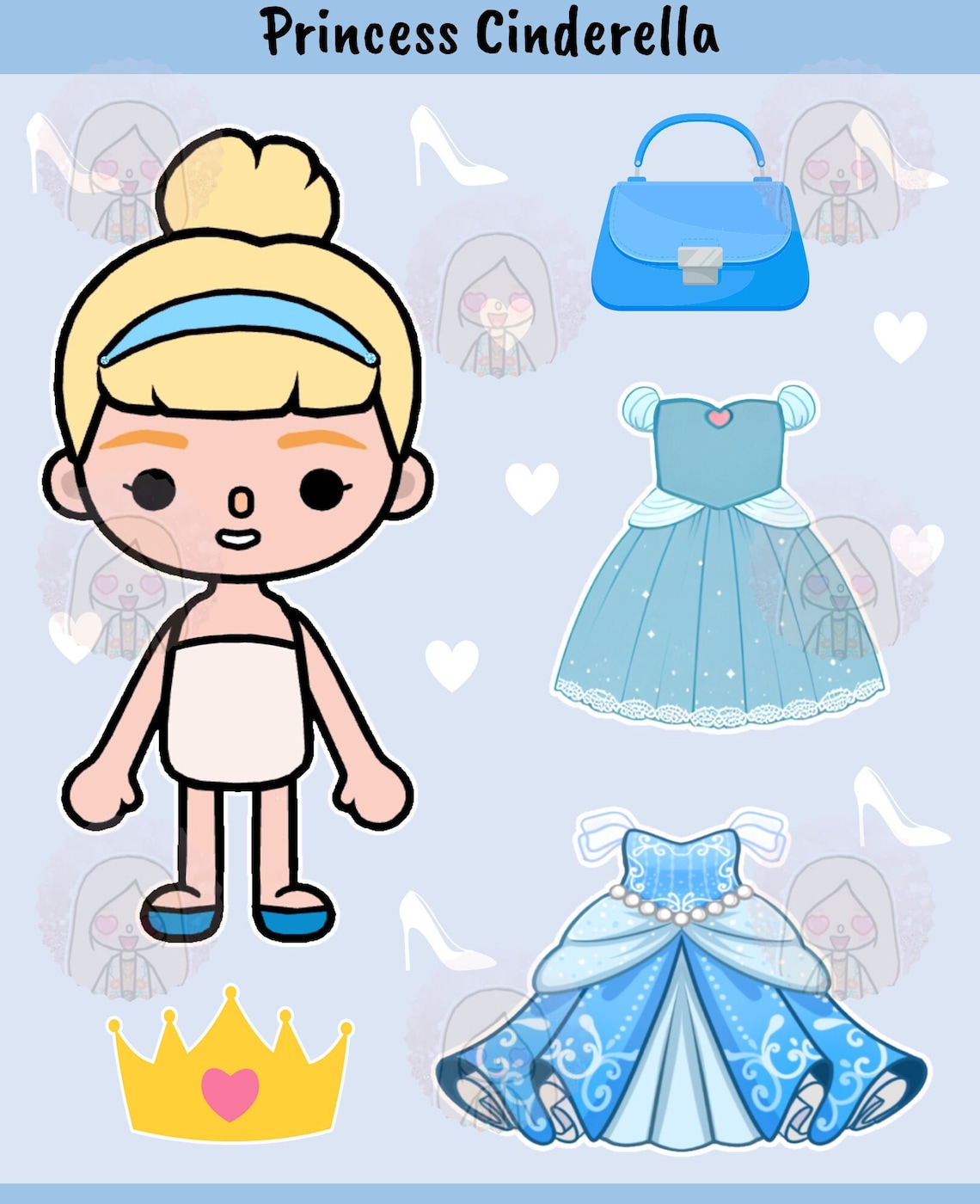 Princesses Paper Doll Toca Boca Printable Template DIY - Etsy