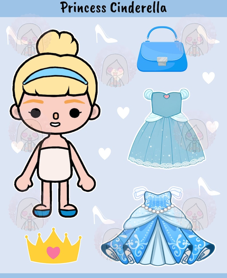 Princesses Paper Doll Toca Boca Printable Template DIY - Etsy