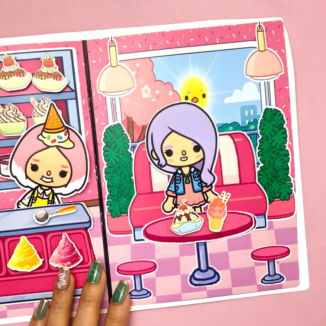 Ice Cream Shop Paper Doll Quiet Book Toca Boca Printable PDF Kids ...